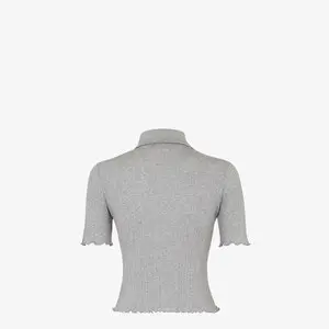 Fendi Cropped Rib Knit Polo Shirt