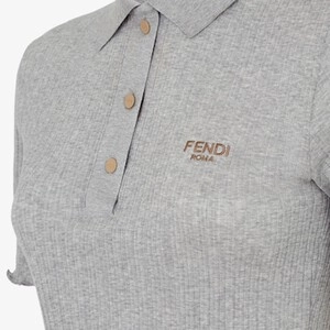 Fendi Cropped Rib Knit Polo Shirt