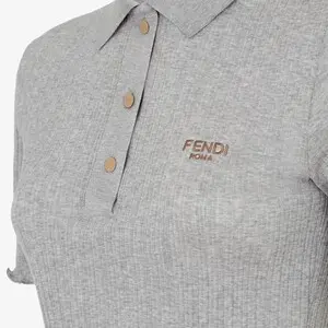 Fendi Cropped Rib Knit Polo Shirt