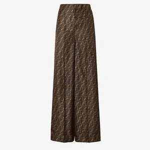 Fendi Wide-leg Ff Motif Trousers - Brown