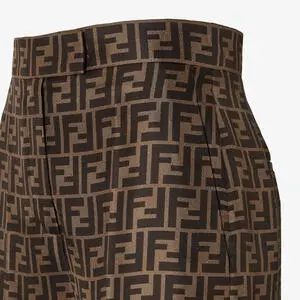Fendi Wide-leg Ff Motif Trousers - Brown
