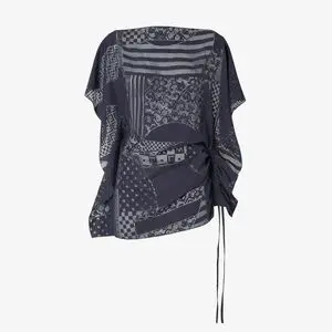 Fendi Asymmetrical Patchwork Motif Top - Blue