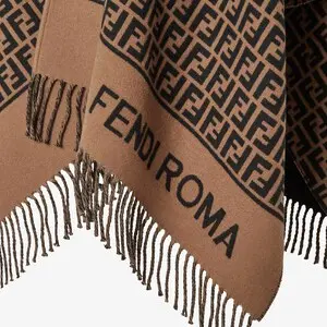 Fendi Ff Motif Wool And Cashmere Poncho
