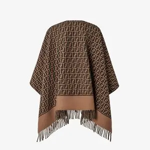 Fendi Ff Motif Wool And Cashmere Poncho