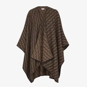 Fendi Wool And Silk Blend Poncho - Brown