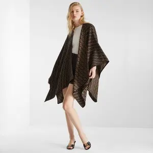 Fendi Wool And Silk Blend Poncho - Brown