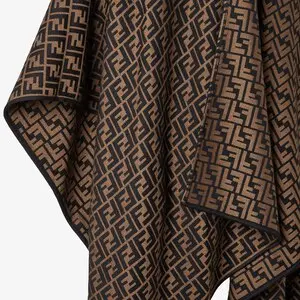 Fendi Wool And Silk Blend Poncho - Brown