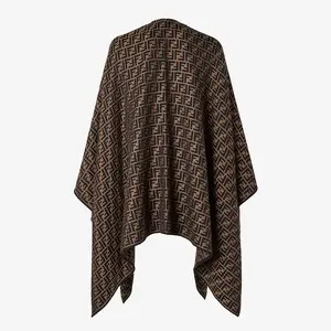 Fendi Wool And Silk Blend Poncho - Brown