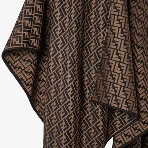 Fendi Wool And Silk Blend Poncho - Brown