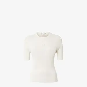 Fendi Fitted Silk And Cotton Jumper - White