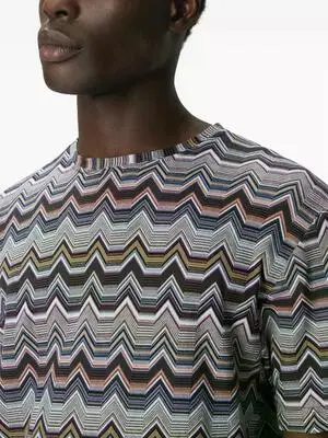 Missoni Geometric-zigzag Pattern Short-sleeved T-shirt - Grey