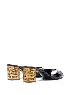 Roberto Cavalli Embossed Leather Mules