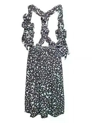 Comme Des Garçons Printed Midi Pinafore Dress - Black