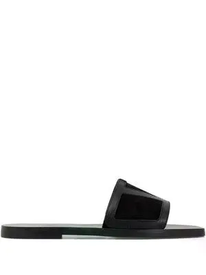 Valentino Garavani Viva Superstar Leather Flat Sandals - Black