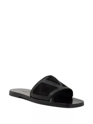 Valentino Garavani Viva Superstar Leather Flat Sandals - Black