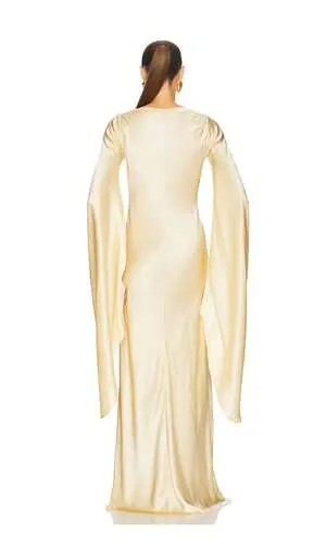 HELSA The Rosalind Dress In Silk Charmeuse - Yellow