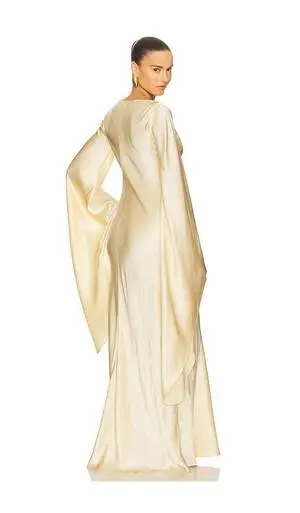 HELSA The Rosalind Dress In Silk Charmeuse - Yellow