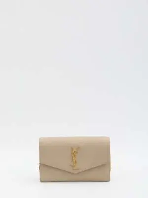 Saint Laurent Saint Laurent Uptown Pouch With Chain - Beige