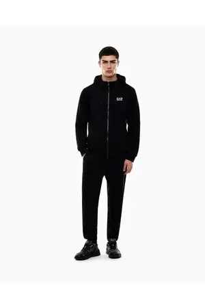 EA7 Core Identity Cotton-blend Hooded Tracksuit - Black