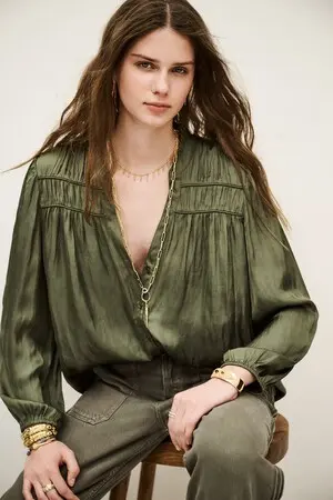 Ba&sh Cessia Long-sleeve Shirt - Green