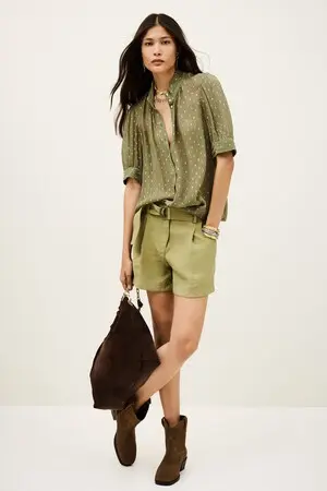 Ba&sh Mimi Dotted Swiss Shirt - Green