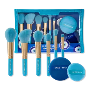 SPECTRUM Evil Eye 8 Piece Travel Makeup Brush And Velvet Puff Set - One-color