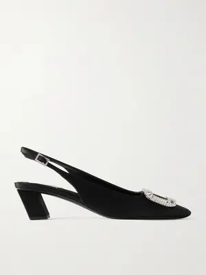 ROGER VIVIER Belle Vivier Pilgrim 45 Crystal-embellished Slingback Pumps