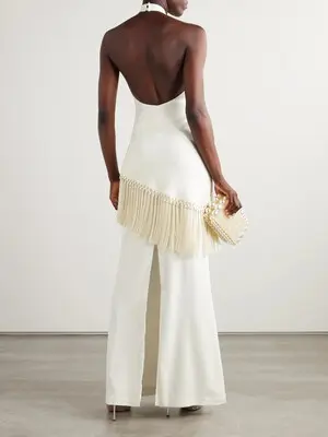 TALLER MARMO Meteora Tasseled Halterneck Gown - Neutrals