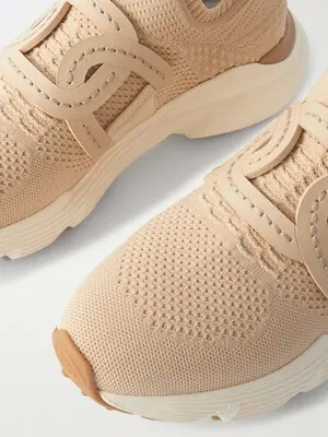 TOD'S Leather-trimmed Stretch-knit Slip-on Sneakers - Neutrals