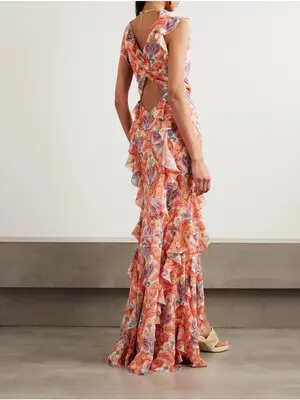 Etro Printed Crepe De Chine Maxi Dress