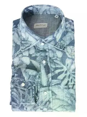SARTORIO NAPOLI Floral Denim Shirt - Blue