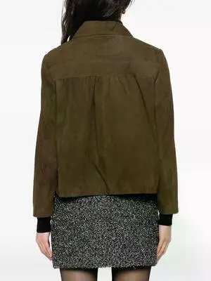 Ba&sh Classic-collar Leather Jacket - Green