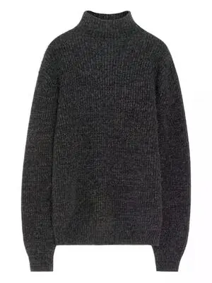 LEMAIRE High-neck Ribbed Knit Sweater - Black