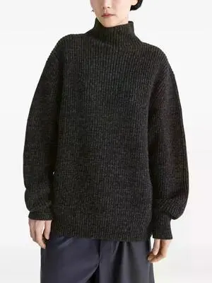 LEMAIRE High-neck Ribbed Knit Sweater - Black