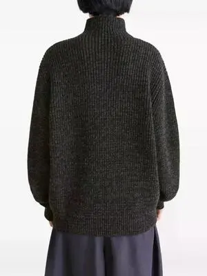 LEMAIRE High-neck Ribbed Knit Sweater - Black