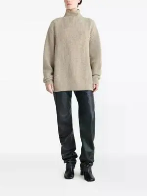 LEMAIRE High-neck Ribbed Sweater - Neutrals