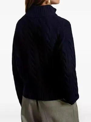 Polo Ralph Lauren Navy Cable-knit Quarter-zip Sweater