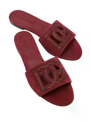 Dolce & Gabbana Embellished Suede Slides - Red