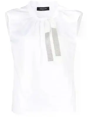 Fabiana Filippi Cotton Drawstring Tank Top - White