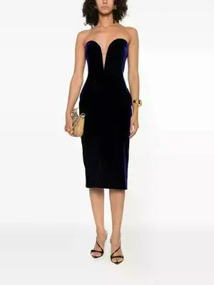 TOM FORD Velvet Strapless Dress - Blue