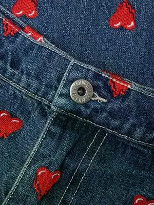 EMOTIONALLY UNAVAILABLE Heart-pattern Straight Leg Jeans