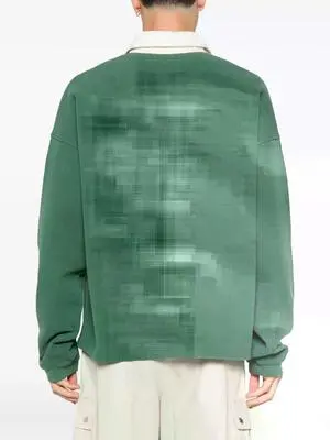 SUMMER GAMES Waffle-textured Long-sleeve Polo Shirt - Green