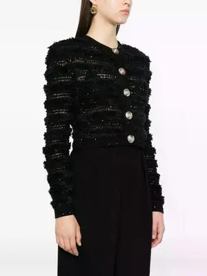 Balmain Sequin-embellished Cropped Cardigan