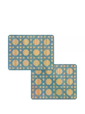 HESTIALIVING Epoch Rectangular Bamboo-pattern Tablemats - Neutrals