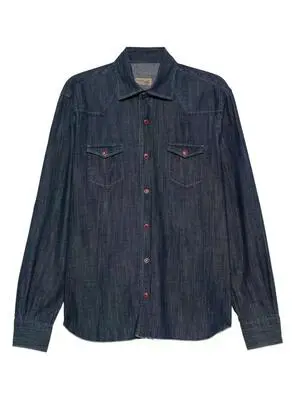 BARBA NAPOLI Chest-pocket Denim Shirt - Blue