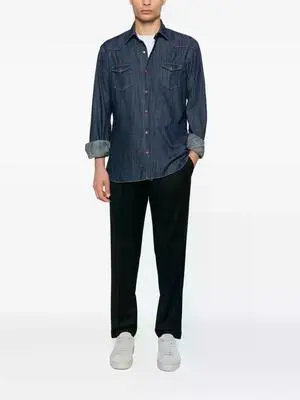 BARBA NAPOLI Chest-pocket Denim Shirt - Blue