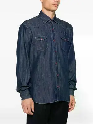 BARBA NAPOLI Chest-pocket Denim Shirt - Blue
