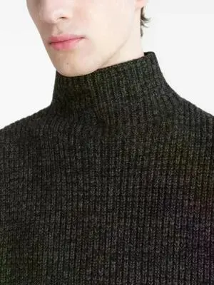 LEMAIRE High-neck Ribbed Knit Sweater - Black