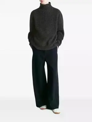 LEMAIRE High-neck Ribbed Knit Sweater - Black