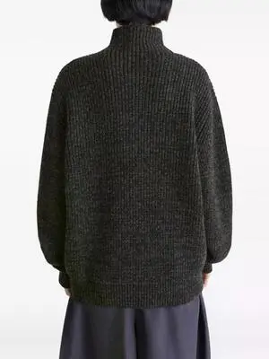 LEMAIRE High-neck Ribbed Knit Sweater - Black